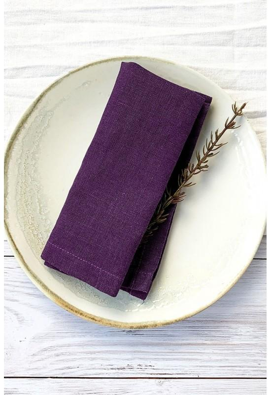 Deep Purple Linen Napkins for Wedding and Dinner - Bulk and Retail