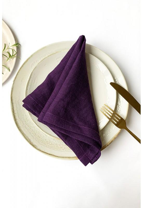 Deep Purple Linen Napkins for Wedding and Dinner - Bulk and Retail