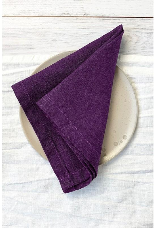 Deep Purple Linen Napkins for Wedding and Dinner - Bulk and Retail