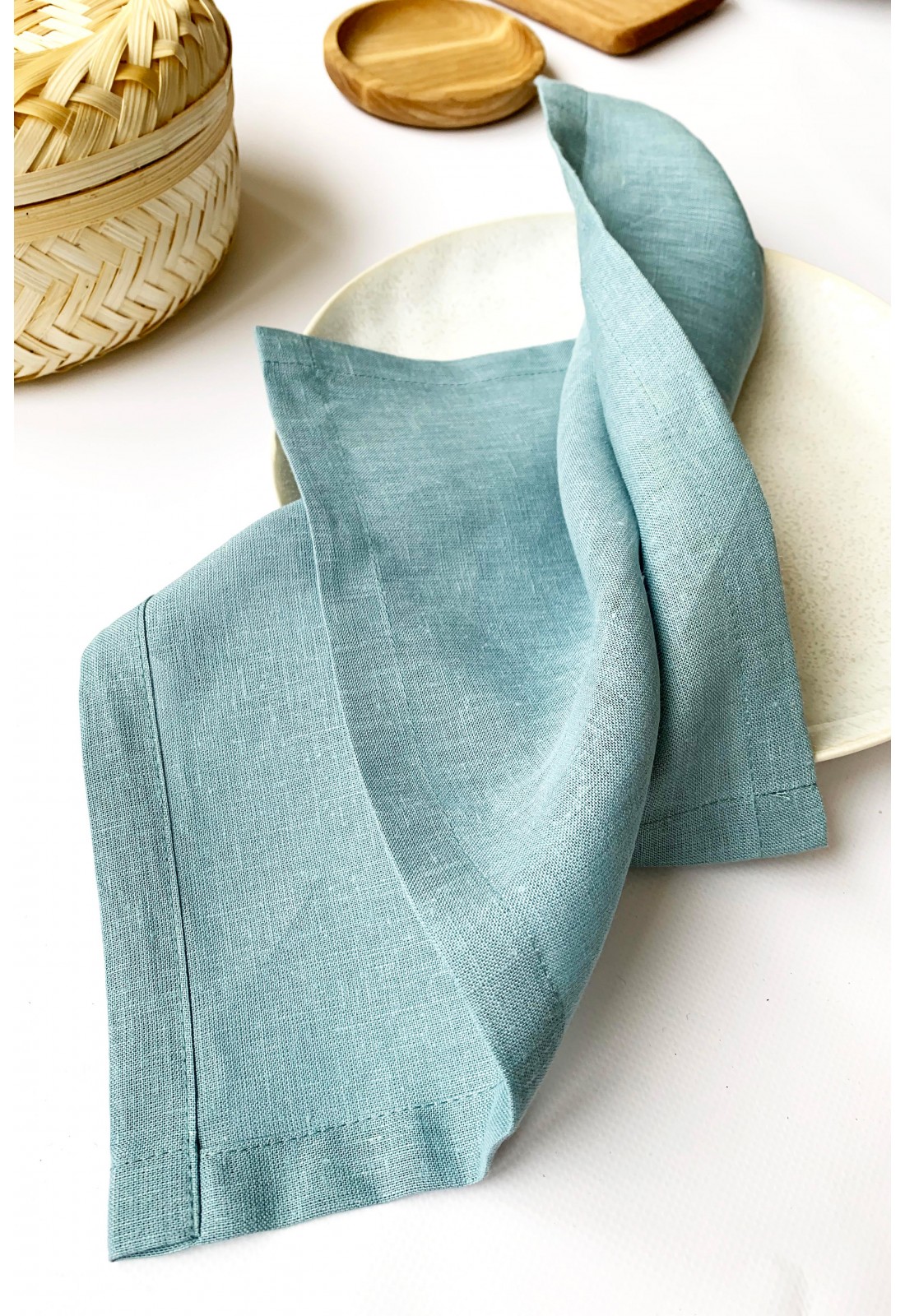Light Dusty Blue Linen Cloth Linen napkins for Weddings, Dinner Parties