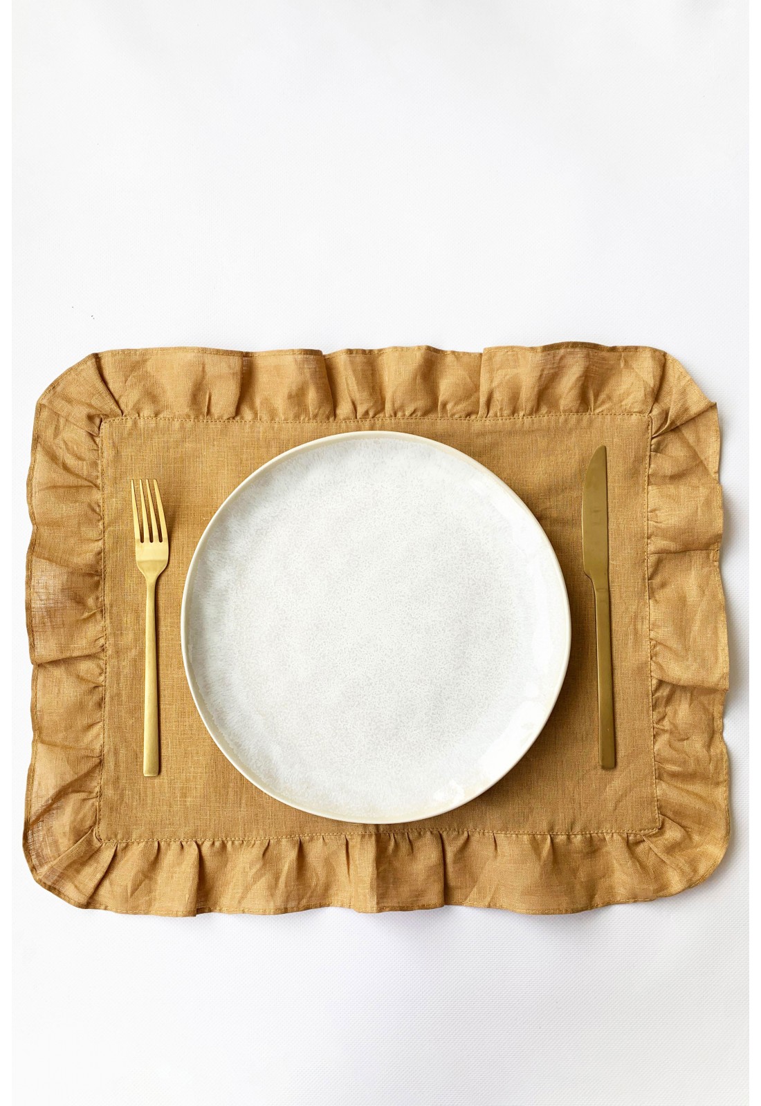 Ruffled Linen Cloth Table Placemats - Various Sizes and Colors
