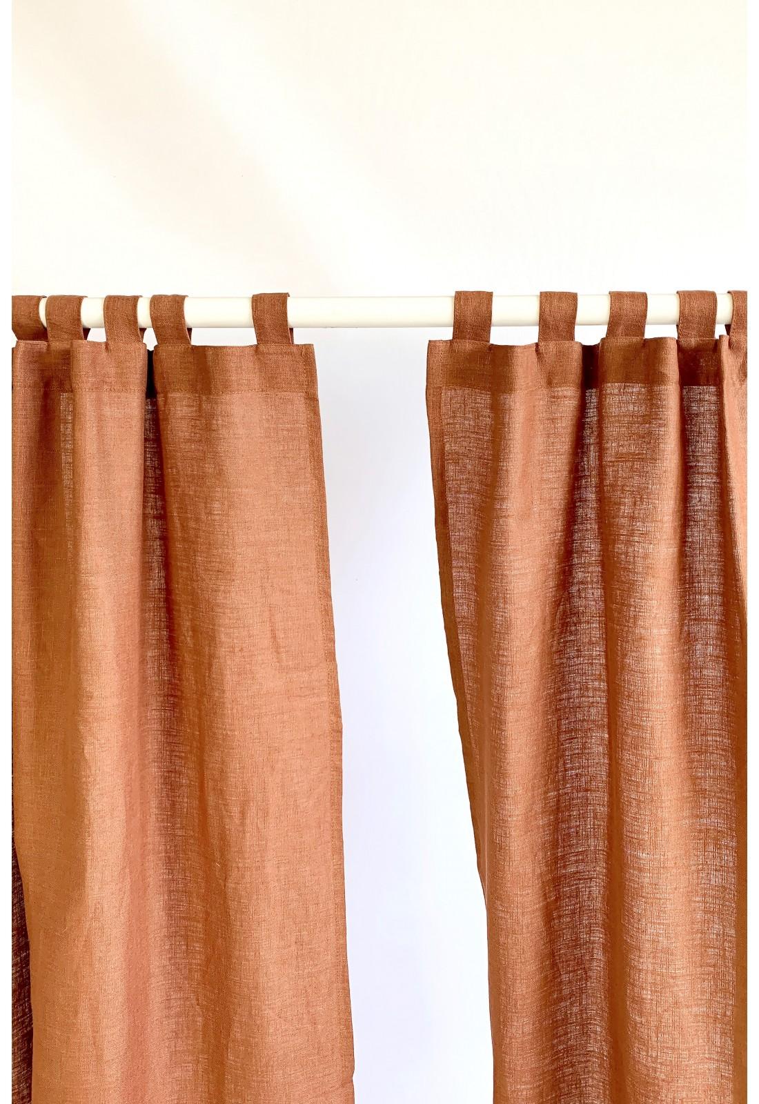 Color Block Linen Curtain Panels - Custom Sizes Available