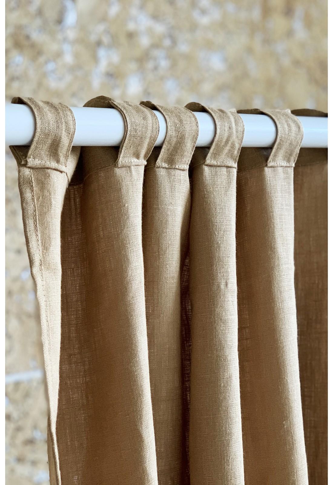 Linen cafe curtains Short panels Rod pocket Tab top Ties Hidden tabs