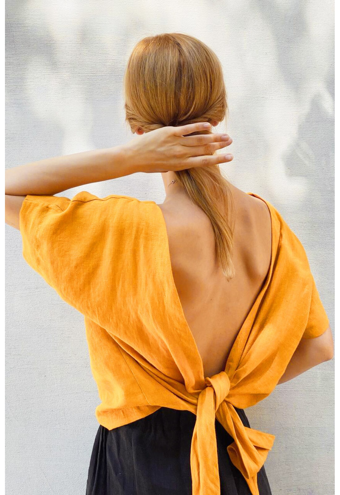 Stylish Linen Wrap Top for Women | Reversible Crop Top Open Back