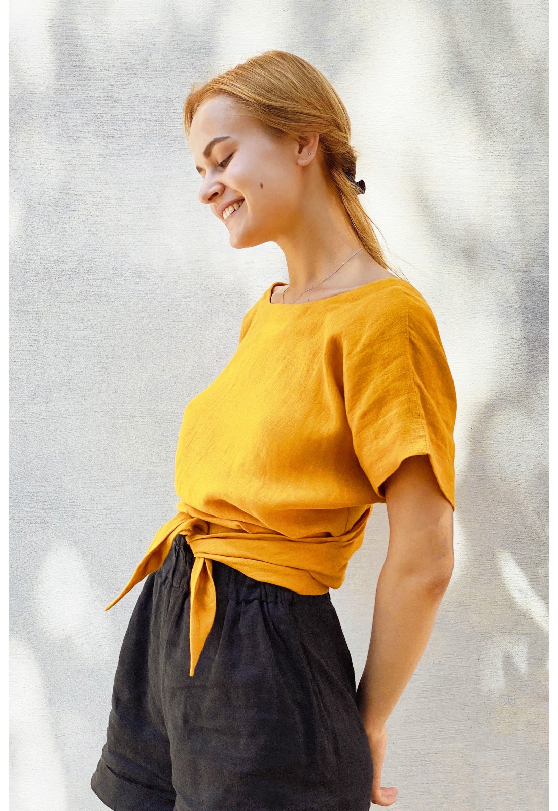 Stylish Linen Wrap Top for Women | Reversible Crop Top Open Back