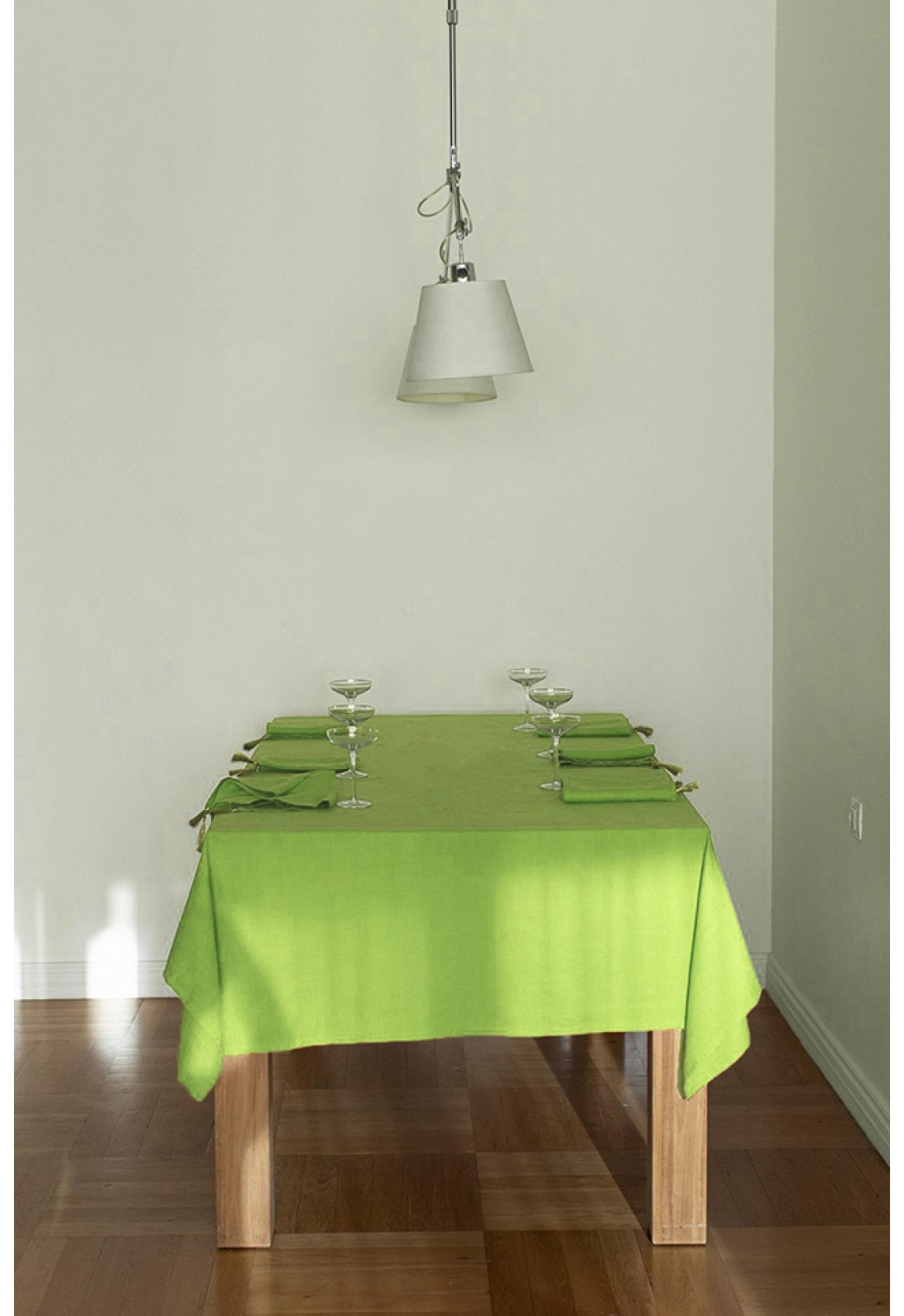 Chartreuse Light Green Linen Tablecloths in Various Sizes and Shapes