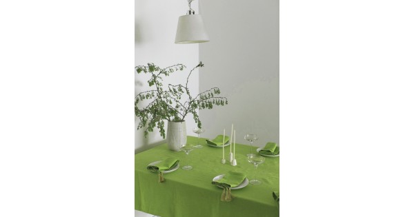 Chartreuse Light Green Linen Tablecloths in Various Sizes and Shapes
