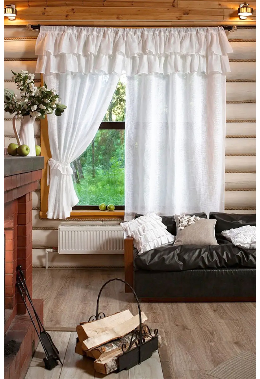 Cafe Linen Curtains with Ruffles | Various Sizes & Colors