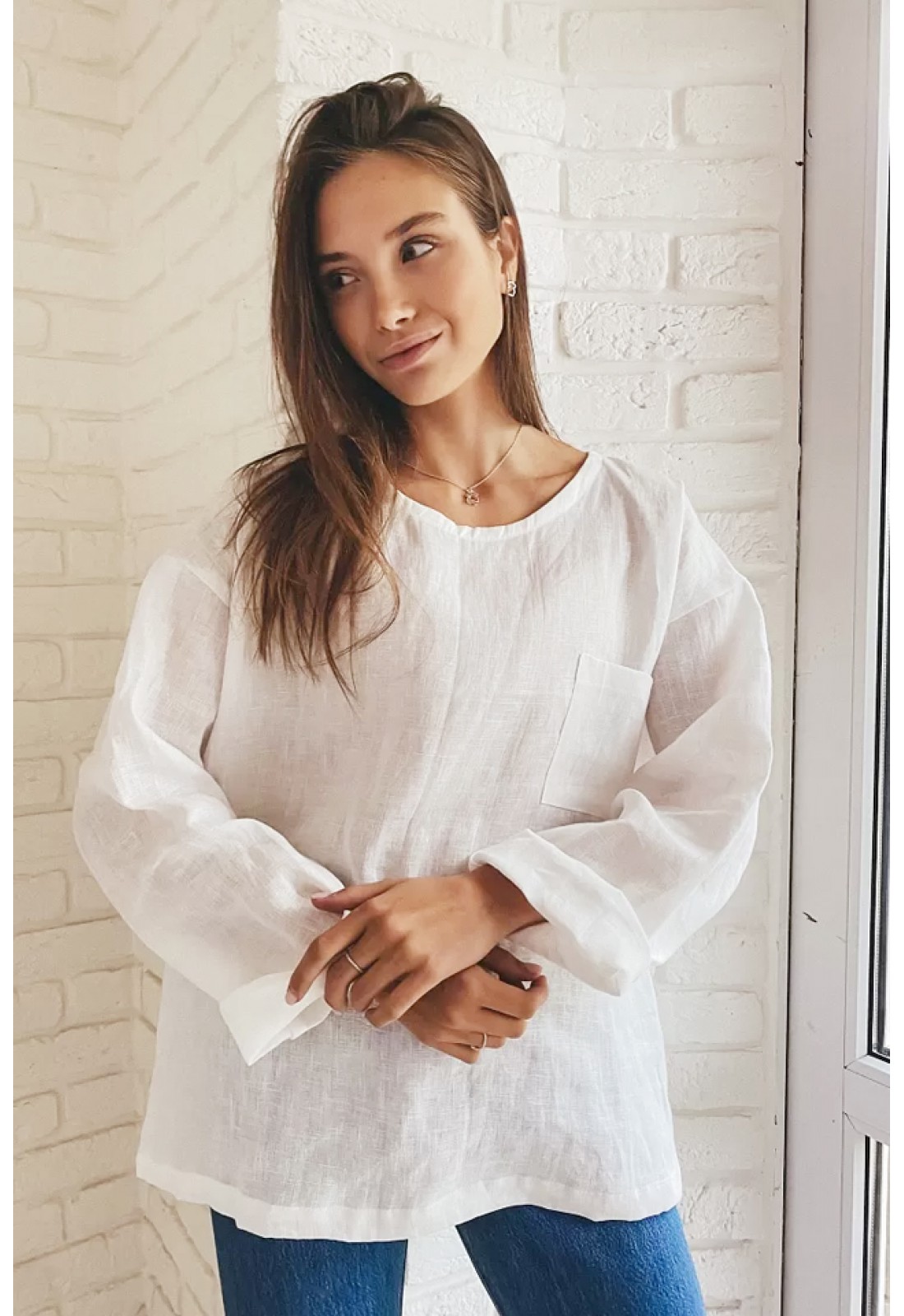 Stylish Linen Long Sleeve Top for Women | Casual and Versatile