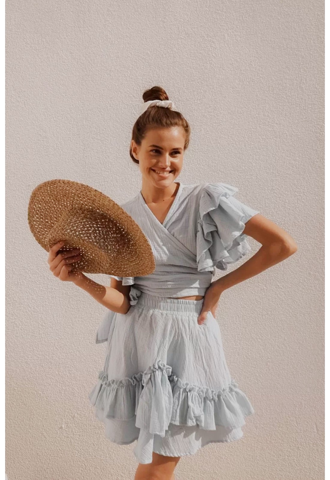 Feminine Muslin Wrap Top for Women | Lightweight Cotton Blouse