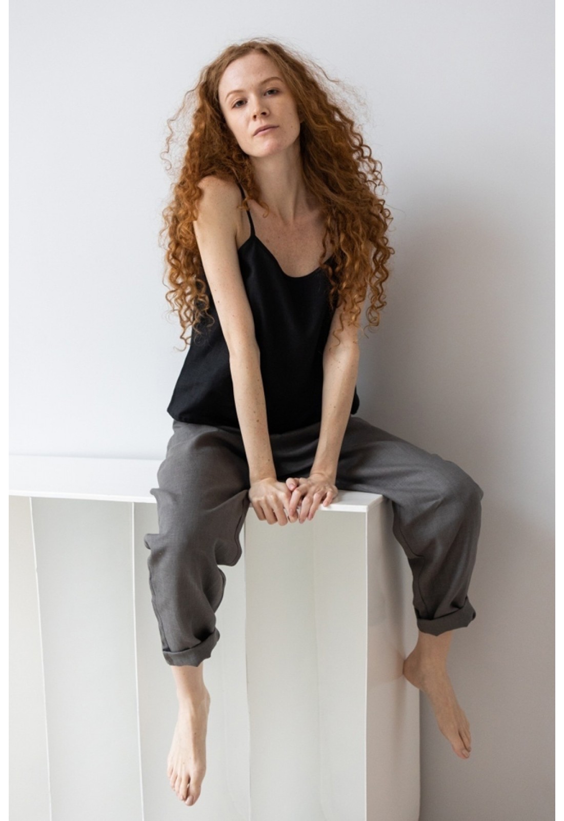 Stylish High Waist Linen Trousers with Elastic | Loose High Rise Pants