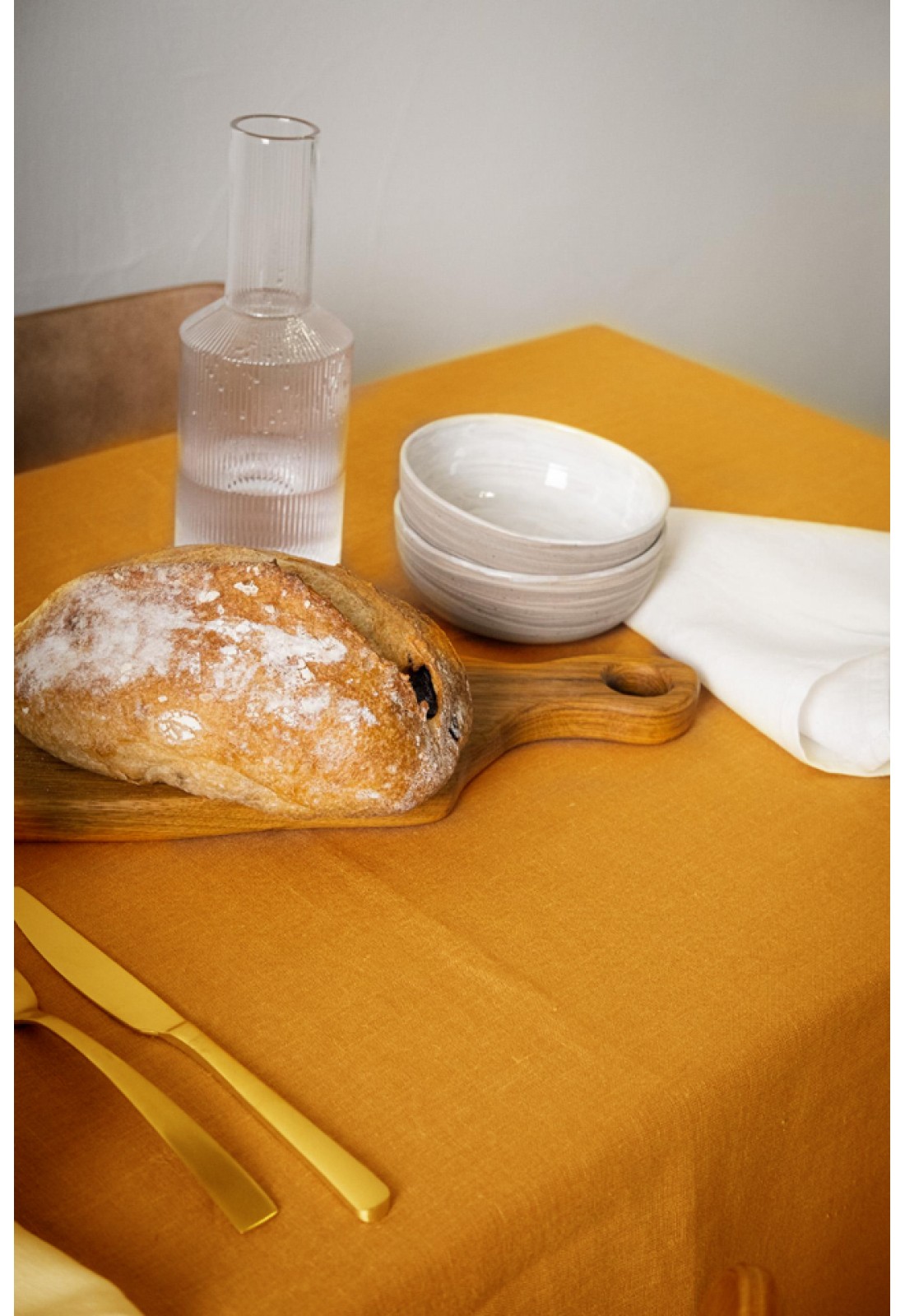 Mustard Yellow Linen Tablecloth for Weddings and Everyday Use