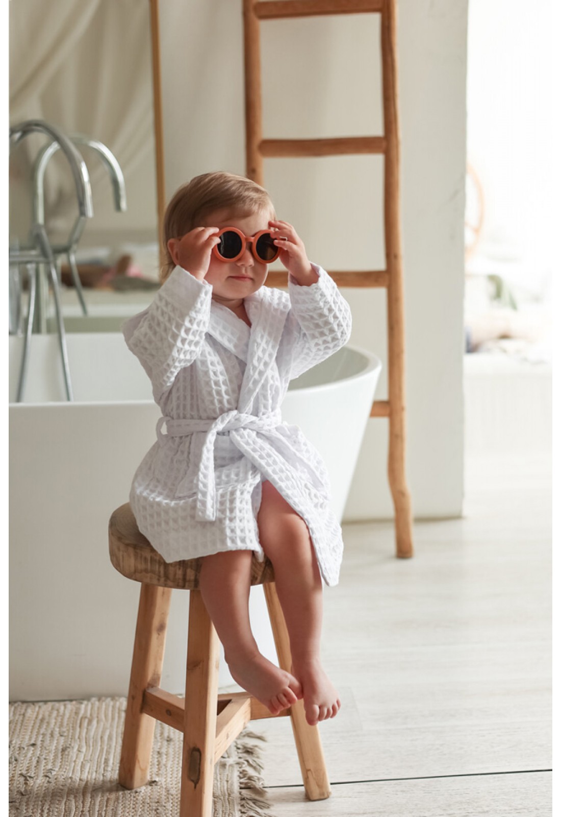 Waffle Weave Robe with Hood for Kids | 100% cotton in 20 colors