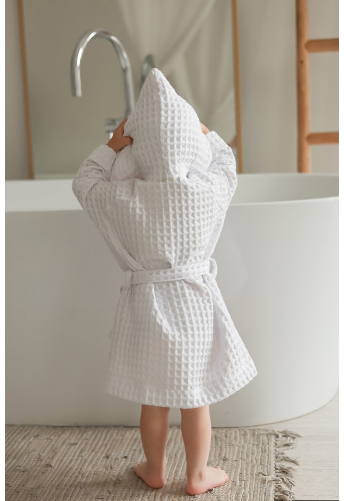 Waffle Weave Robe with Hood for Kids | 100% cotton in 20 colors