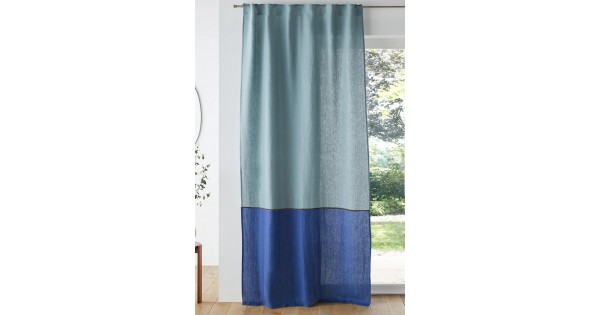 Color Block Linen Curtain Panels - Custom Sizes Available