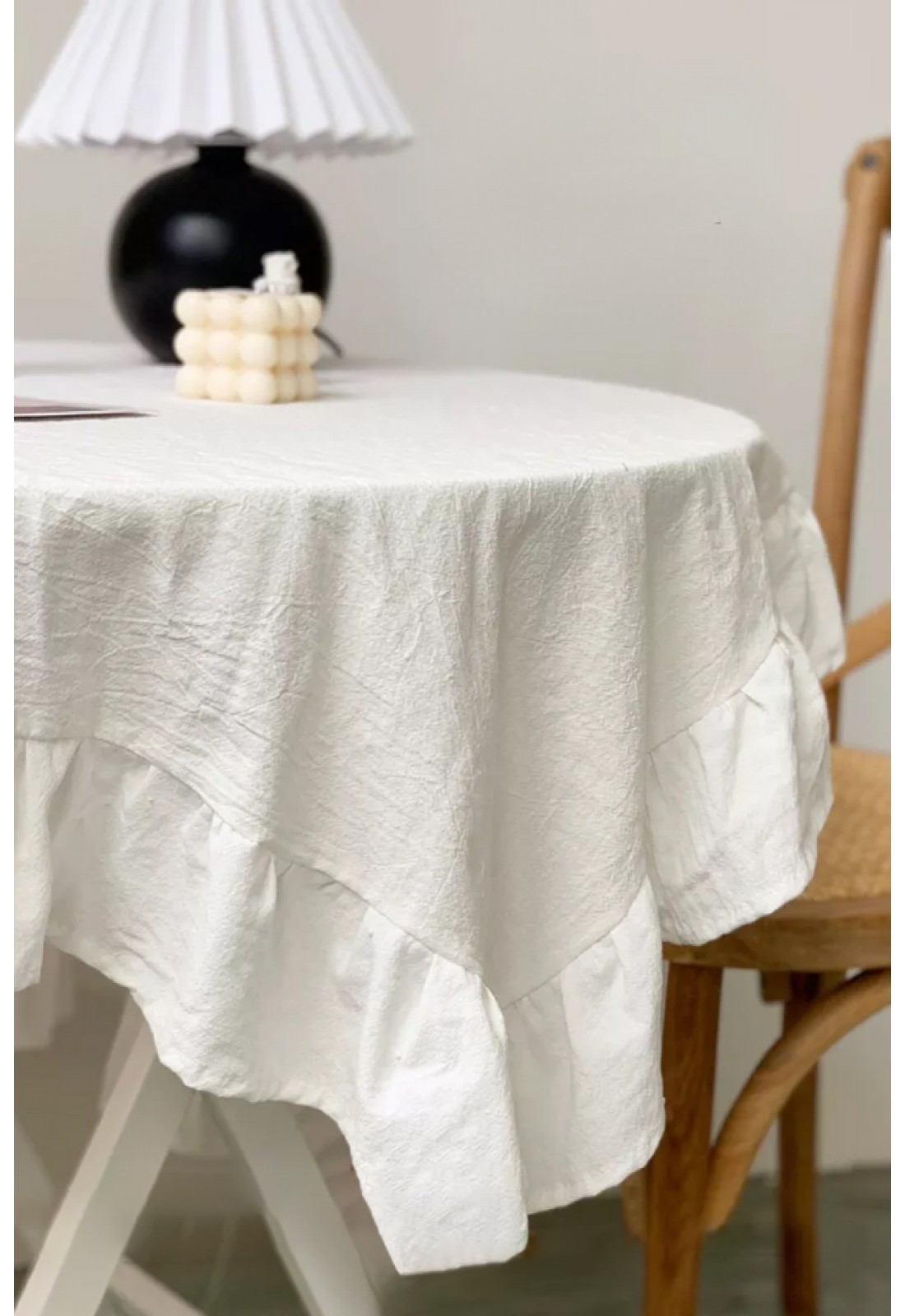 Cotton Tablecloth Ruffles | Rectangle, Square, Table Cover