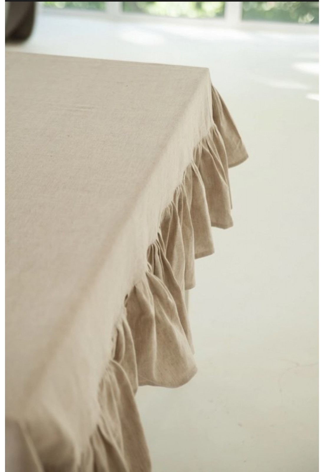 Ruffled Linen Tablecloth | For Round, Square, Rectangular Tables