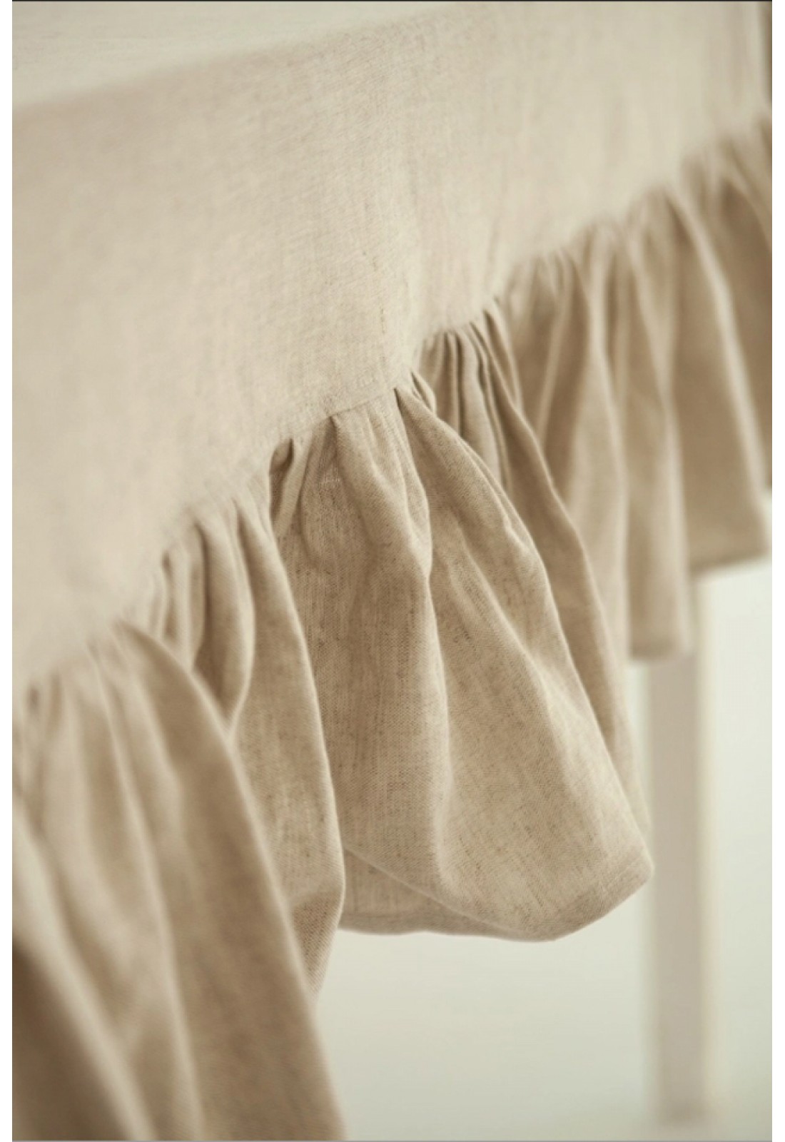 Ruffled Linen Tablecloth | For Round, Square, Rectangular Tables